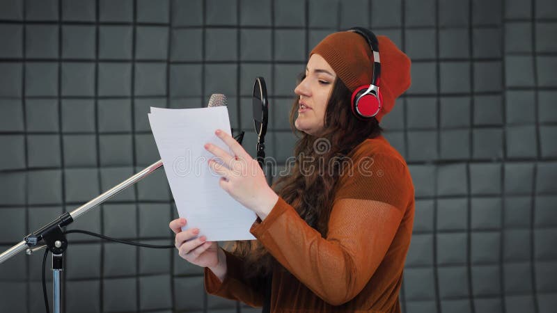 Voice Acting of Characters, Recording in Studio, Reading Text from ...