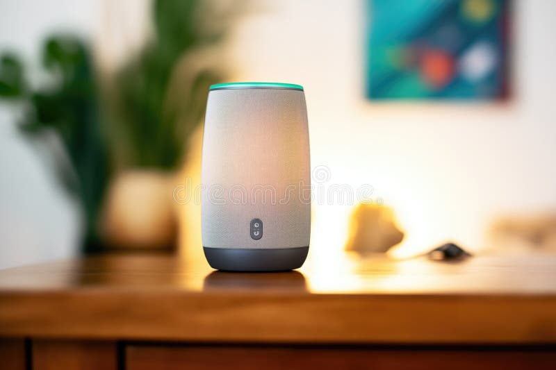 Voice-activated Smart Speaker with Led Lights on Stock Illustration ...