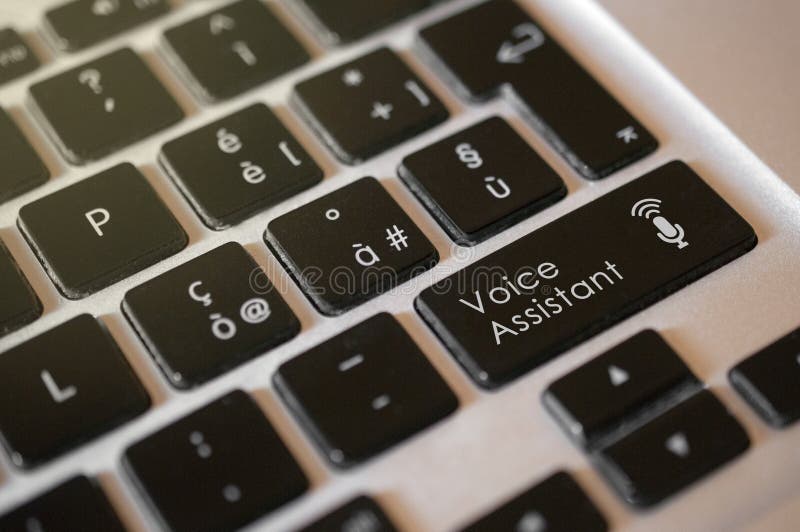 Voice Assistant Button on a Computer Keyboard Stock Photo - Image of ...