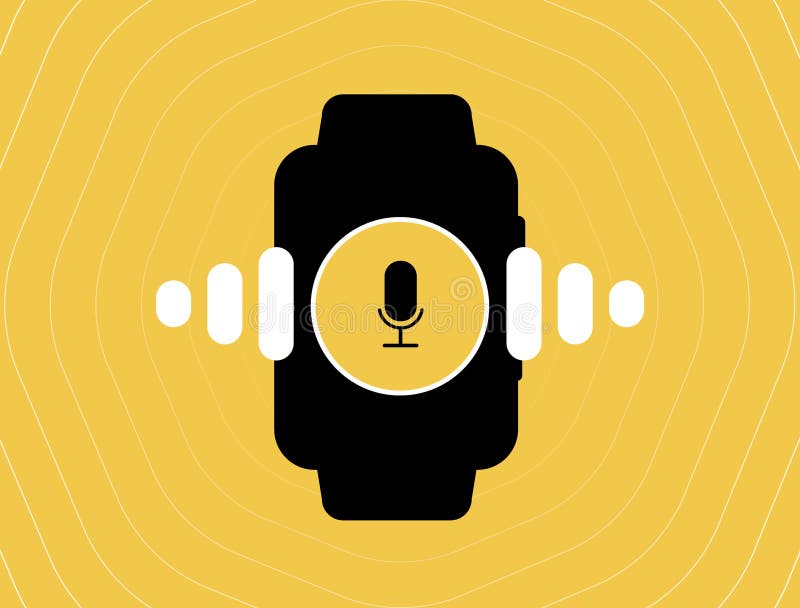 Voice Assistant Concept with Smartwatch Interface and Microphone Icon ...