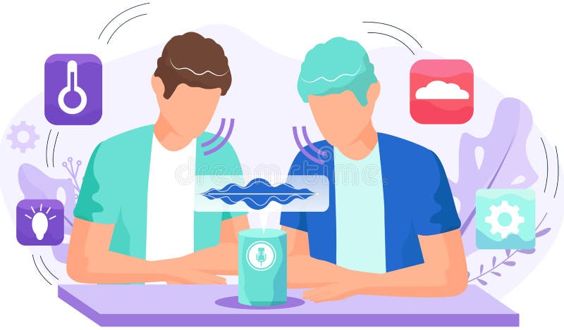 Voice Assistant. Smart Speaker Virtual Assistant, Sound Robot, People ...