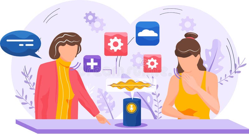 Voice Assistant. Smart Speaker Virtual Assistant, Sound Robot, People ...