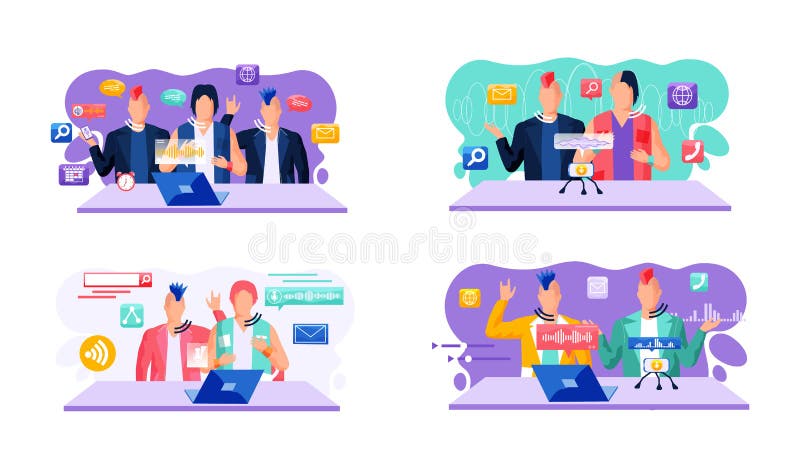 Voice Assistant. Smart Speaker Virtual Assistant, Sound Robot, People ... Voice Assistant. Smart Speaker Virtual Assistant, Sound Robot, People ...