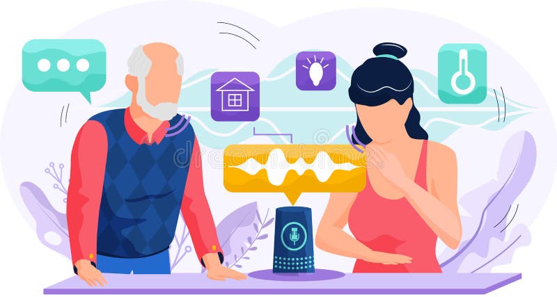 Voice Assistant. Smart Speaker Virtual Assistant, Sound Robot, People ...