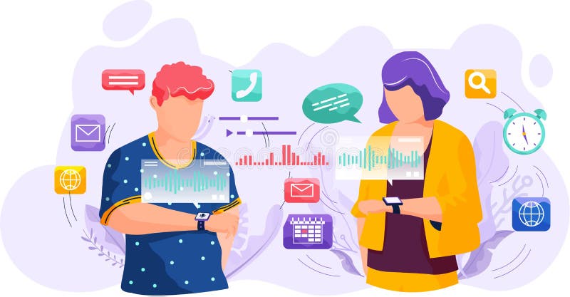 Voice Assistant. Smart Speaker Virtual Assistant, Sound Robot, People ...