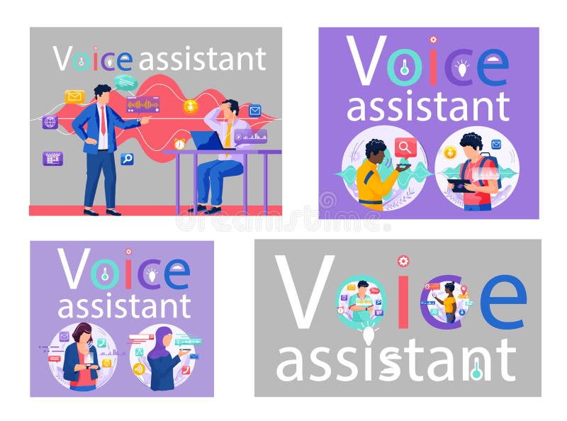 Voice Assistant. Smart Speaker Virtual Assistant, Sound Robot, People ...