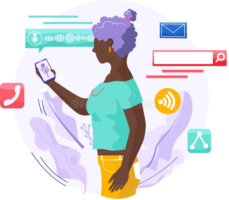 Voice Assistant Software Agent Perform Tasks for User. Speaker ...