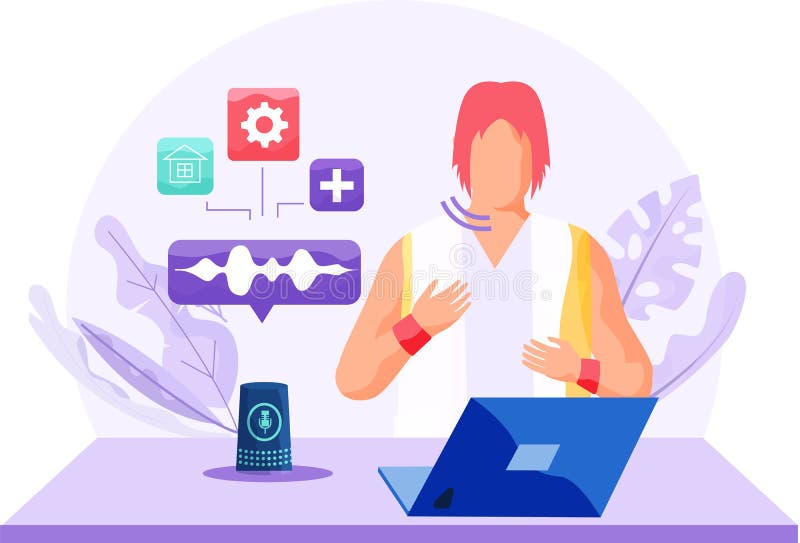 Voice Assistant Software Agent Perform Tasks for User. Speaker ...