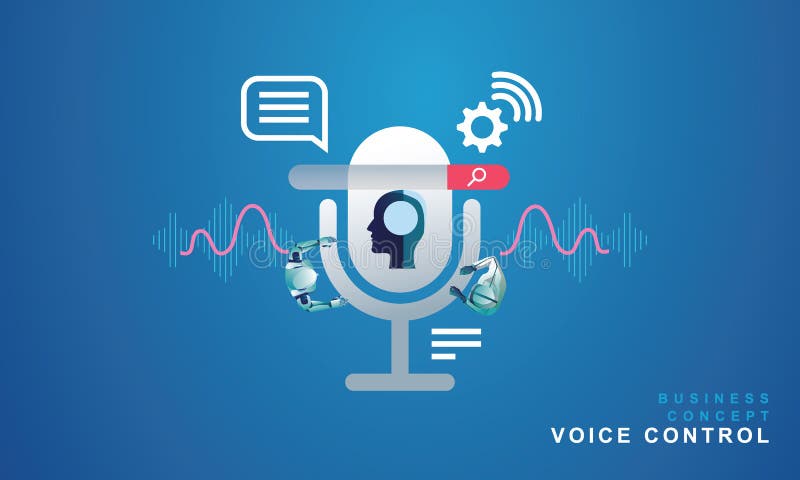 Voice Assistant System Smart Devices and Microphone Icons for Creating ...