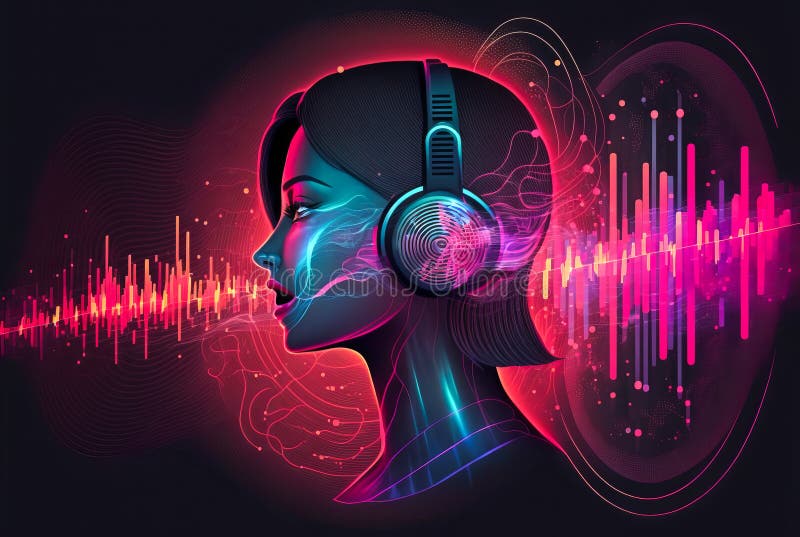 Voice Assistant Technology Concept, Generative Ai. Stock Illustration ...