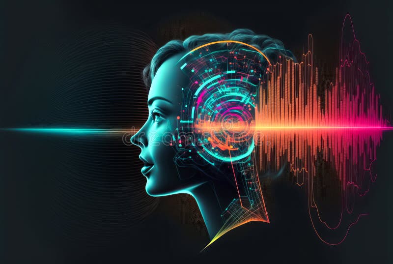 Voice Assistant Technology Concept, Generative Ai. Stock Illustration ...