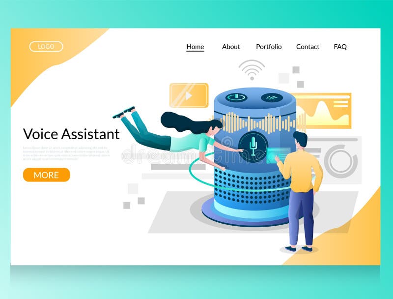Voice Assistant Vector Website Landing Page Design Template Stock ...