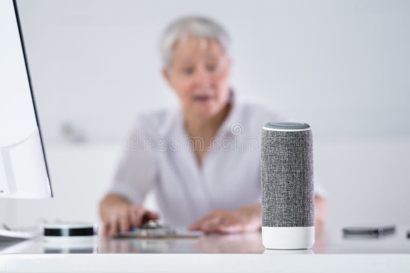 Voice Assistant Wireless Speaker Tech Stock Photo - Image of front ...