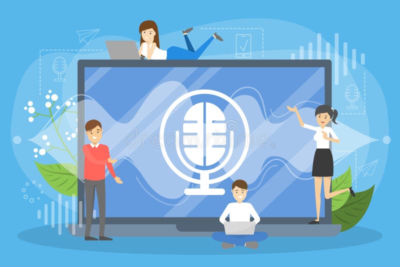 Voice Assitant System in the Laptop Computer Stock Vector ...
