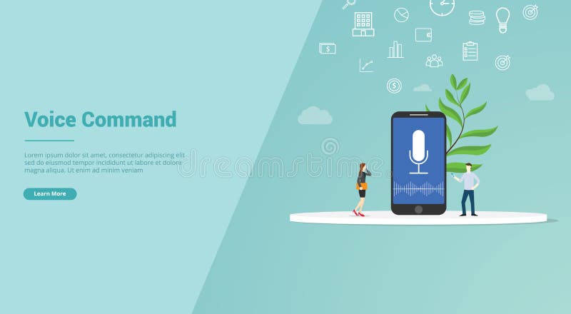 Voice Command Concept for Website Template or Landing Homepage Banner ...