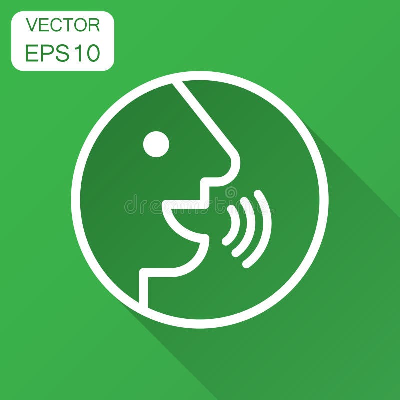 Voice Command with Sound Waves Icon in Flat Style. Speak Control Vector ...