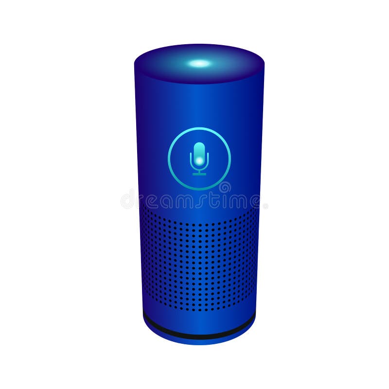 Voice Control User Interface Smart Speaker Blue Color Vector ...