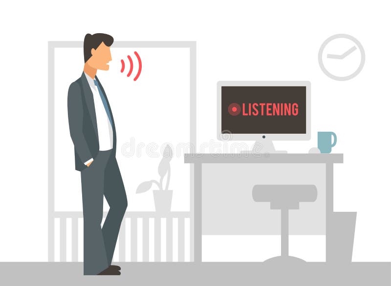 Voice Control User Interface Smart Speaker Blue Color Vector ...