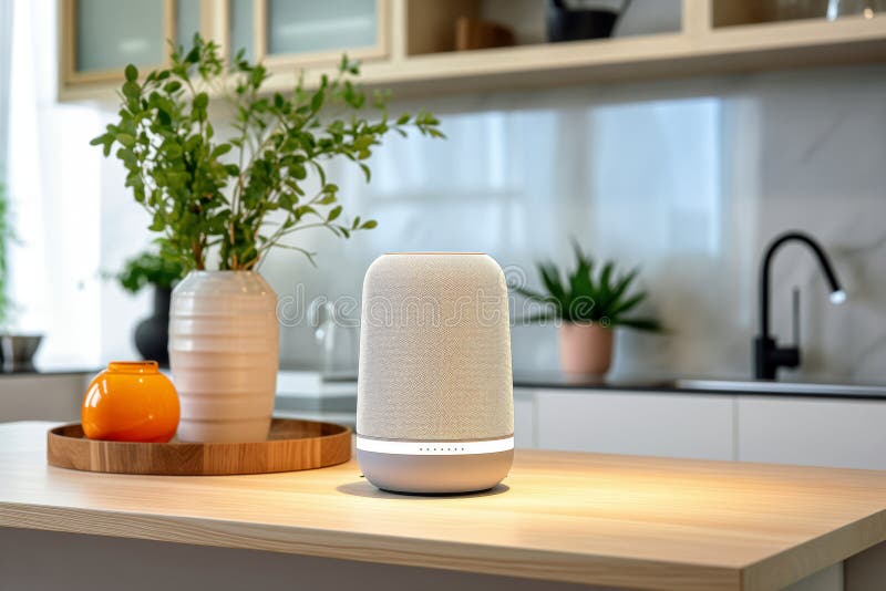Voice-Controlled Smart Speaker. Background with Selective Focus and ...