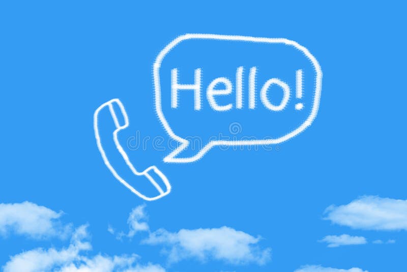 Voice Hello from Phone Cloud Shape Stock Photo - Image of number ...