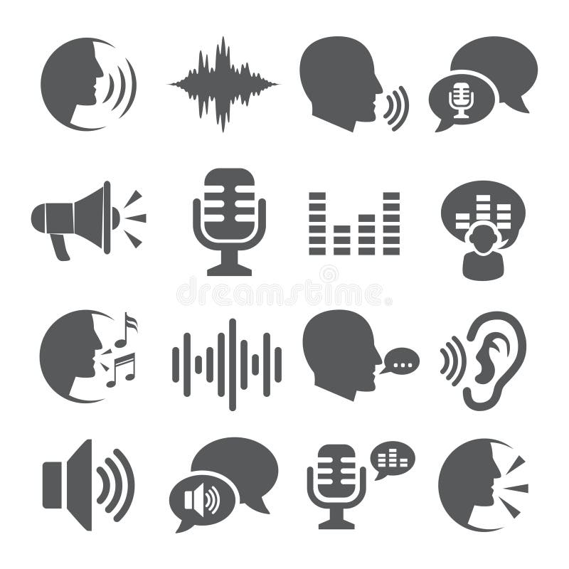 Voice Icons Set on White Background Stock Vector - Illustration of ...