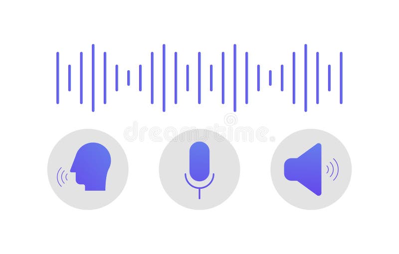 Voice Icons and Sound Wave. Isolated on White Stock Illustration ...