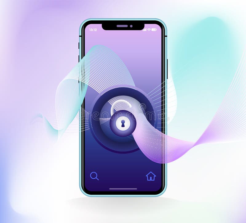 Voice Id Recognition Lock Assistant App Concept. Smart Technology ...