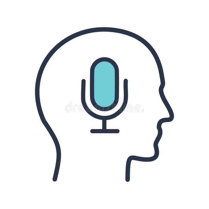 Voice Inside Head. Head Silhouette with a Microphone, Symbolizing Inner ...