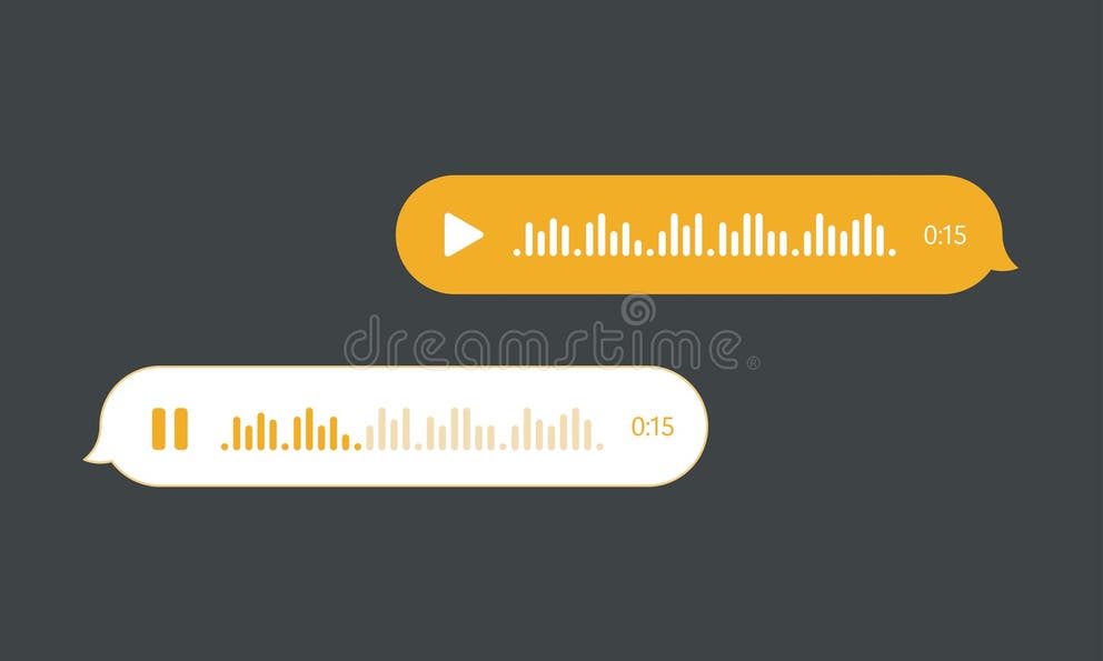 Voice Message Bubble, Audio Chat UI UX Interface, Vector Messenger ...