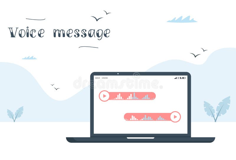 Voice Messages on Screen Laptop PC. Voice Messaging Correspondence ...