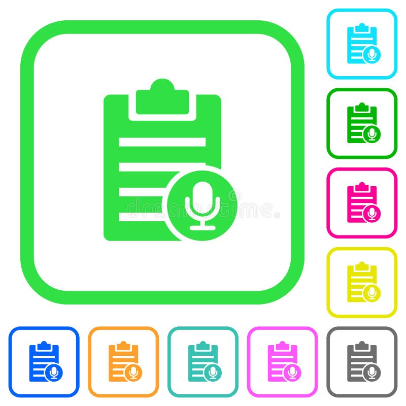 Voice Note Vivid Colored Flat Icons Stock Illustration - Illustration ...