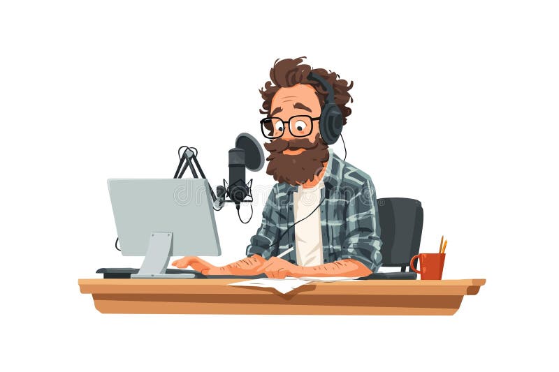 Voice-over Actor at Work Voiceover Isolated Stock Vector - Illustration ...