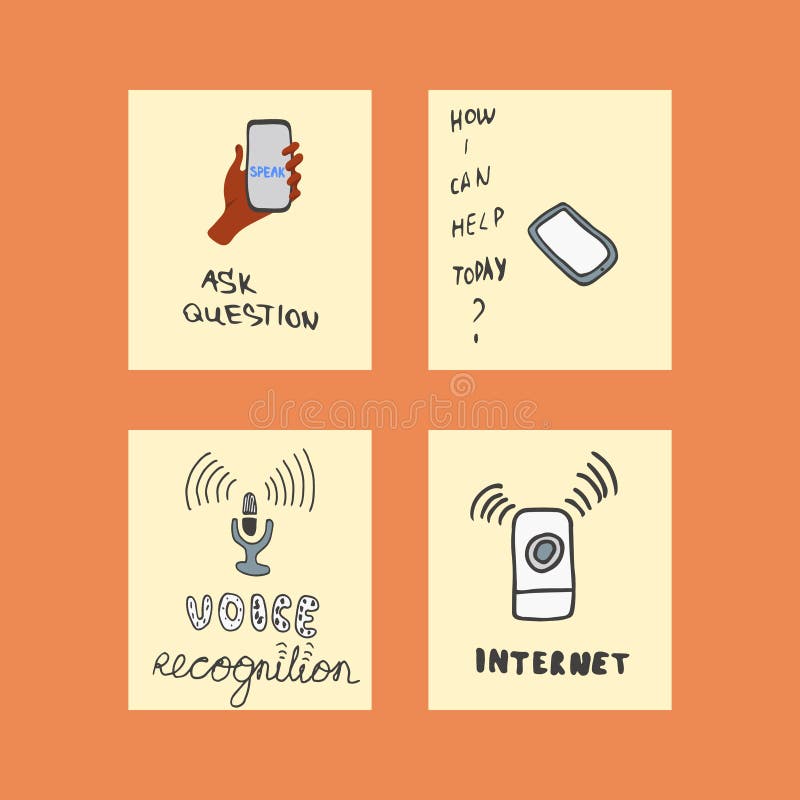 Voice Recognition Doodle Illustration Stock Illustration - Illustration ...