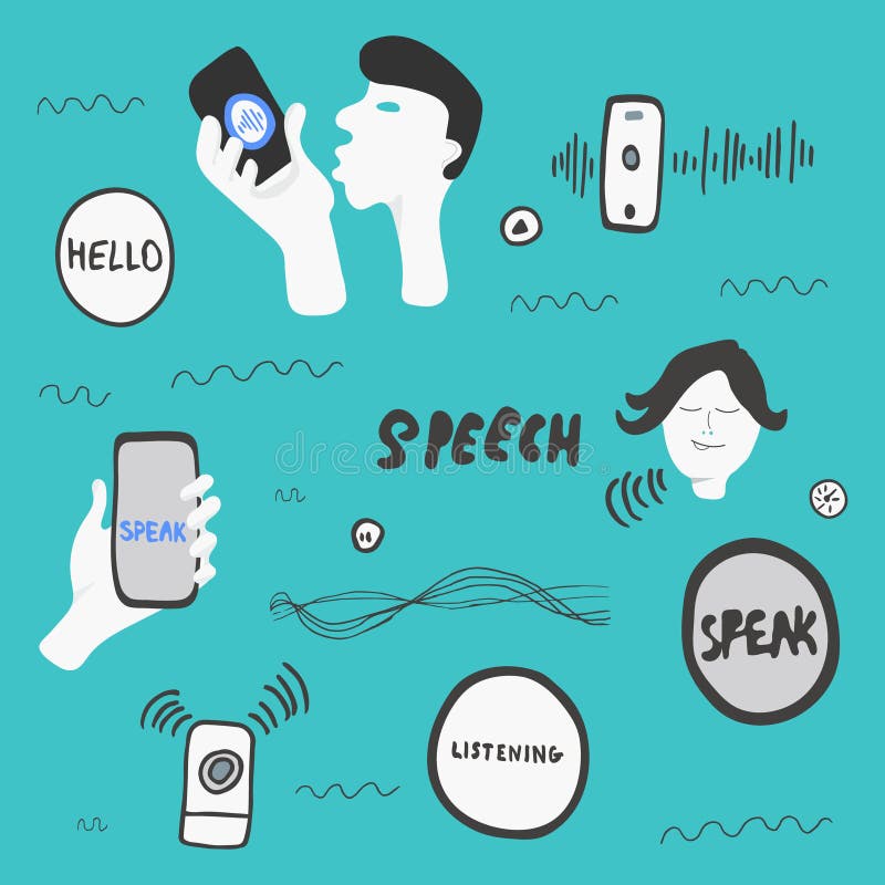 Voice Recognition Magazine Page Cartoon Template Stock Illustration ...