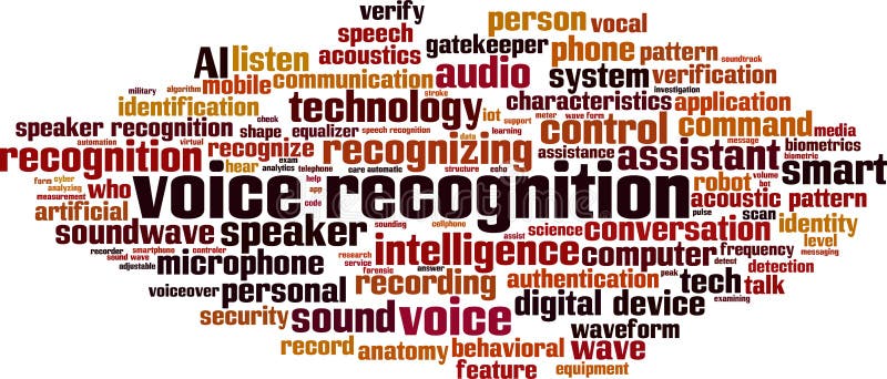 Voice Recognition Word Cloud Stock Vector - Illustration of biometrics ...