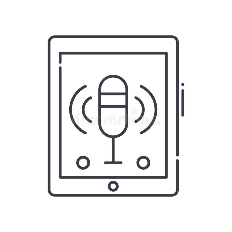 Voice Recorder Concept Icon, Linear Isolated Illustration, Thin Line ...