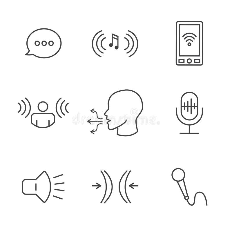 Voice Recording & Voiceover Icon Set with Microphone, Voice Scan Stock ...