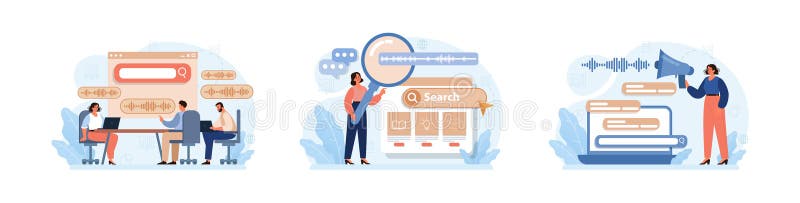 Voice Search Set. Artificial Intelligence Virtual Assistant Stock ...