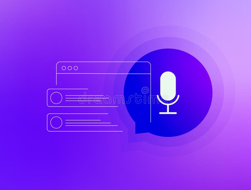 Voice Search Technology Concept with Microphone Icon, Chat Bubble and ...
