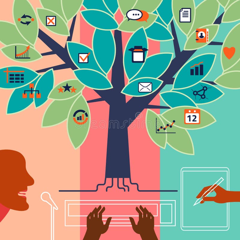 Voice, Text, Manual Data Input. Concept Illustration Stock Vector ...