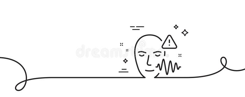 Voice Wave Line Icon. Face Scan Sign. Continuous Line with Curl. Vector ...