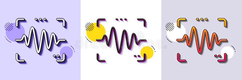 Voice Wave Line Icon. Sound Scan Sign. Halftone Dotted Pattern. Vector ...