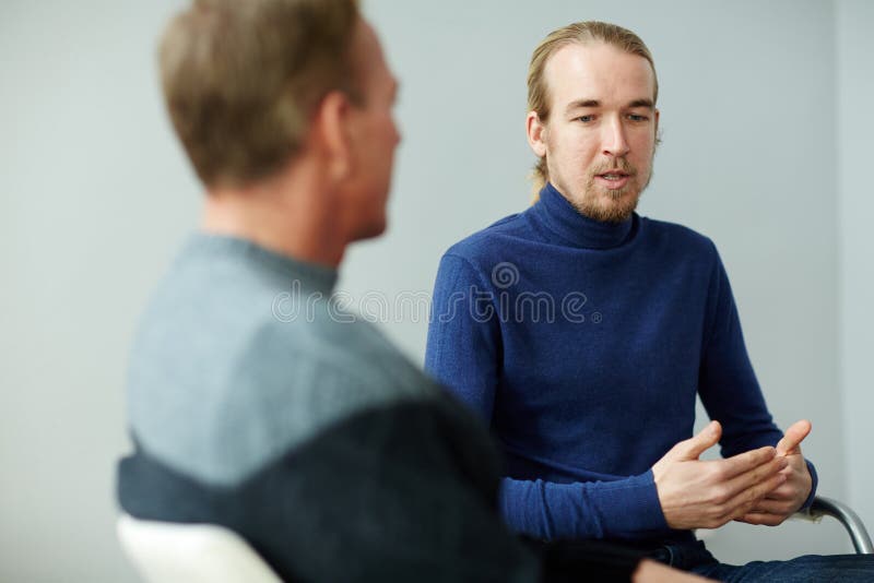 Man Sharing Trouble in Group Therapy Stock Photo - Image of session ...