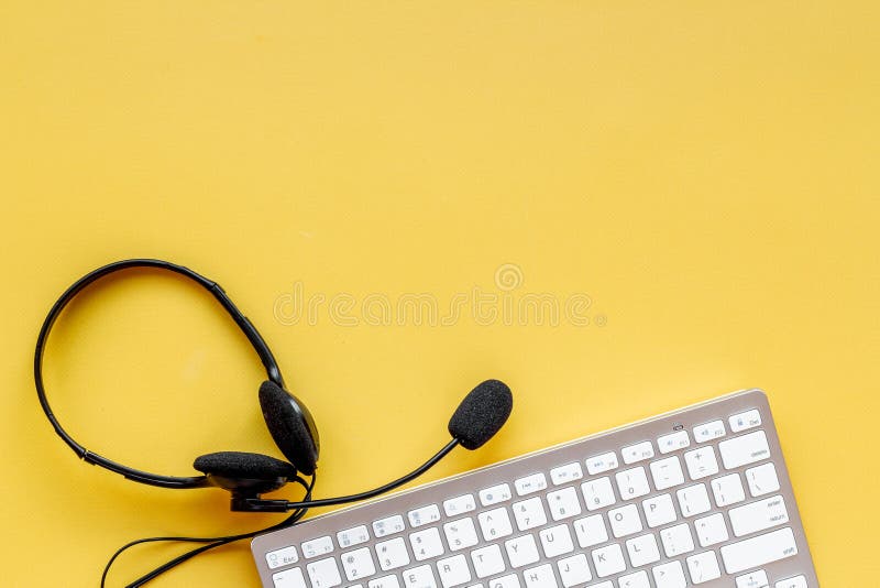 Voip Headset and Computer Laptop. Customer Service Help Stock Photo ...