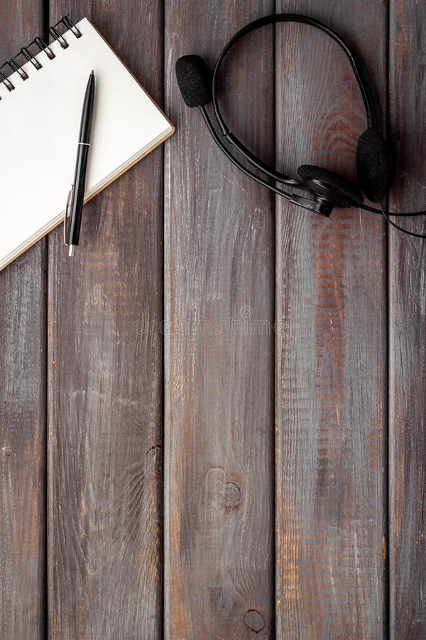 Voip Headset on Office Desk. Call Center Support or Customer Service ...