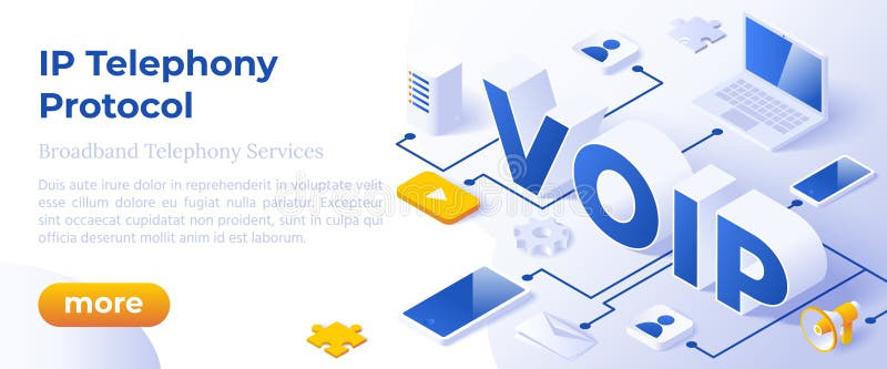 VOIP IP Telephony Services - Isometric Vector Concept Illustration ...
