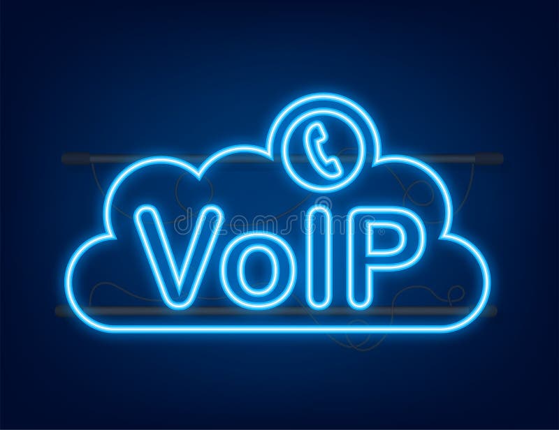 VoIP Technology, Voice Over IP. Internet Calling Banner. Neon Icon ...