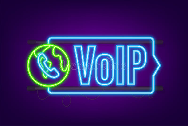 VoIP Technology, Voice Over IP. Internet Calling Banner. Neon Icon ...