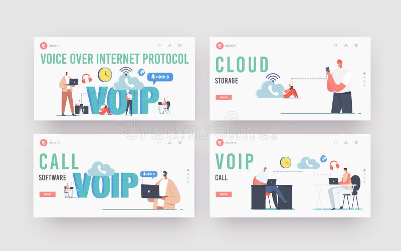 VOIP Technology, Voice Over IP Landing Page Template Set. Characters ... VOIP Technology, Voice Over IP Landing Page Template Set. Characters ...