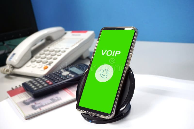 VOIP Telephone with Internet Connection on the Table Stock Illustration ...